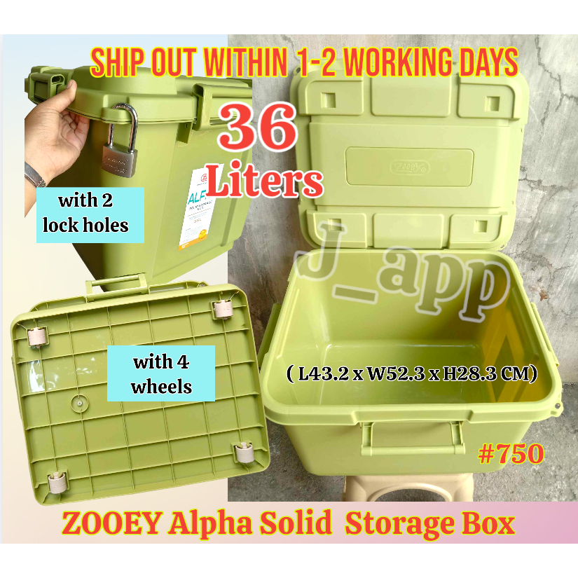 (36 Liters) Zooey Alpha Box/ solid storage box with wheels and lock ...
