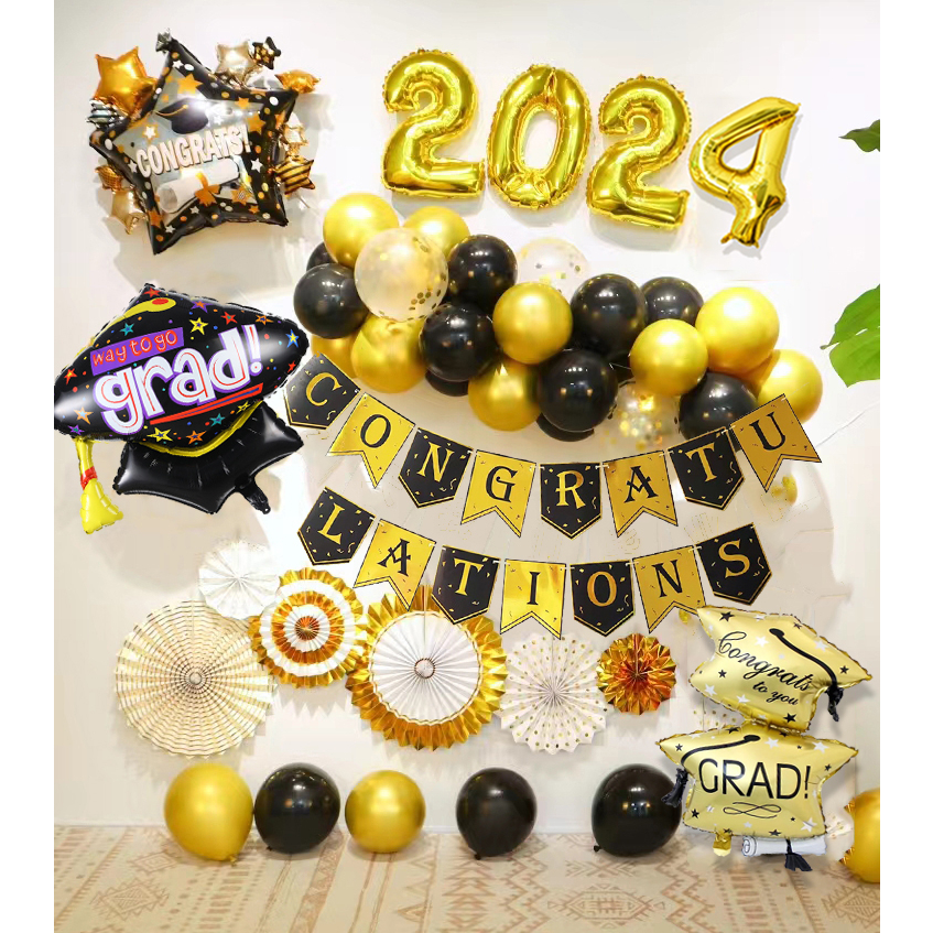 Happy Graduation Party Decorations 2024 Congrats GRAD Banner Backdrop ...