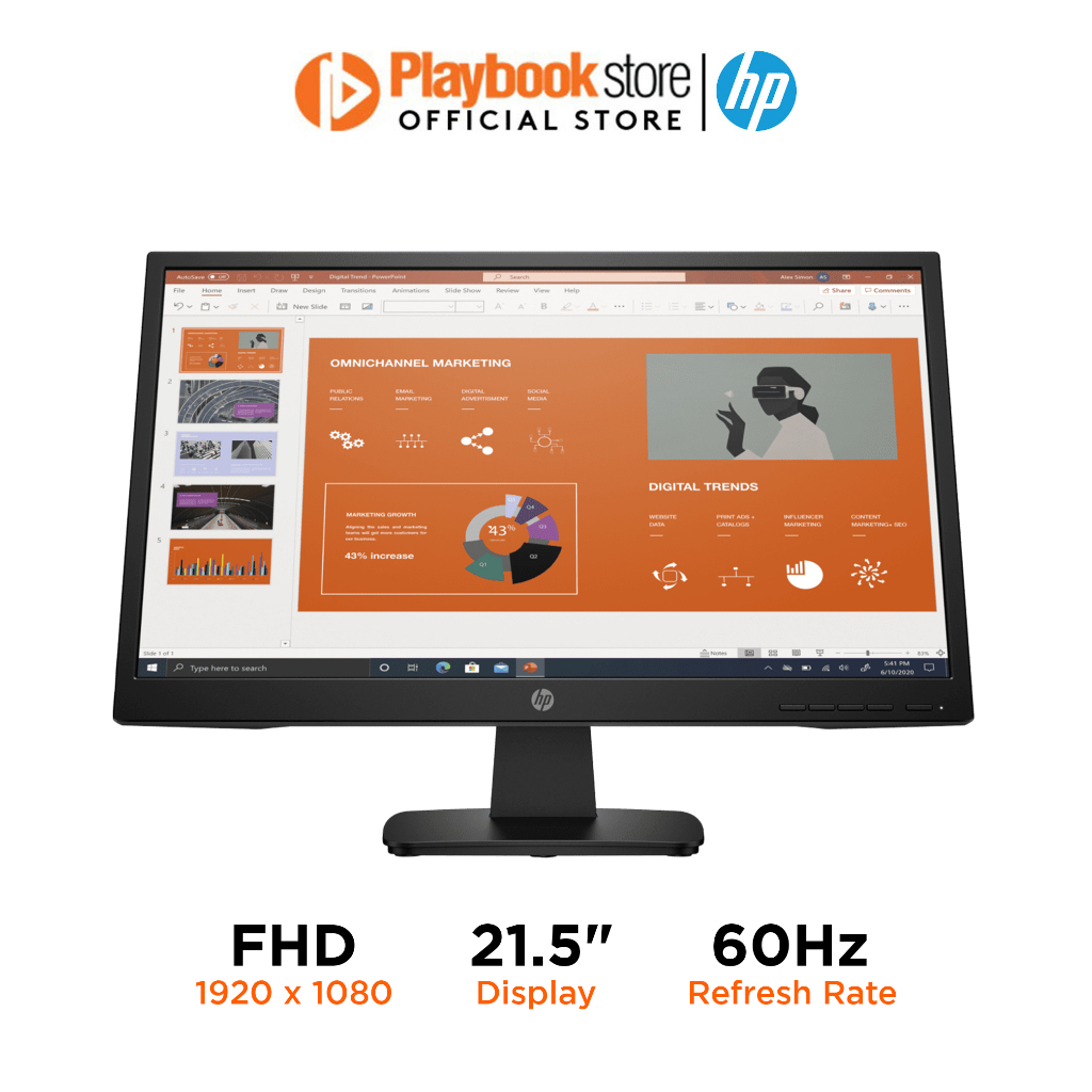 HP P22VA G4 21.5" FHD 60Hz 7ms Flat VA with Edge-lit Anti-glare VESA ...