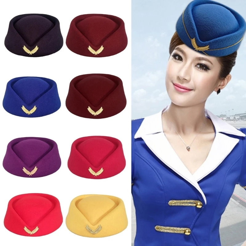 Air Stewardess Hat Women Cotton Flight Attendant Hat Stewardess Cap for ...
