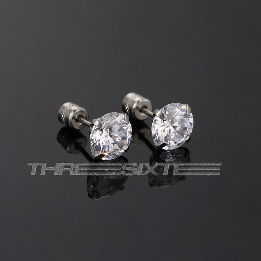 Y2K Sparks Iced Bling Stud Earrings 8MM Stainless Steel For Men / Women ...