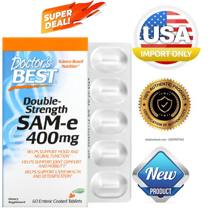 Doctor's Best, SAM-e, Double-Strength, 200/400 mg 60 Tablets | Shopee ...