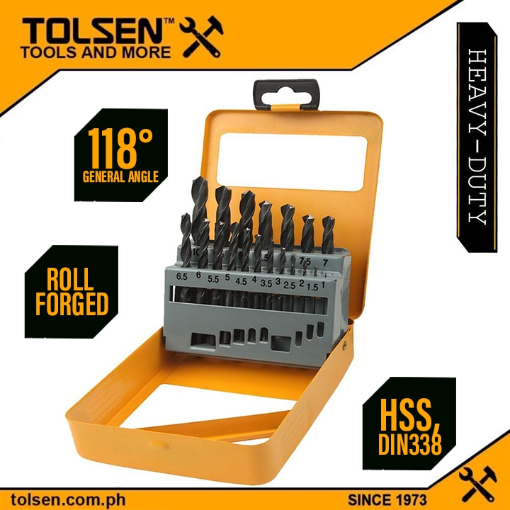 Tolsen 19pcs HSS Twist Drill Bits Set (1-10MM) 75081 | Shopee Philippines