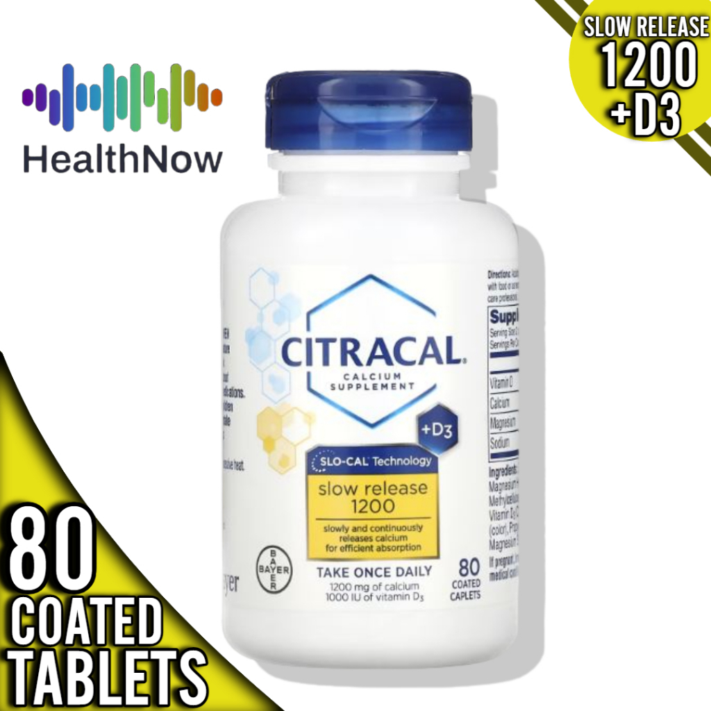 Citracal Calcium Supplement Slow Release 1200 + D3 80 Coated Tablets ...
