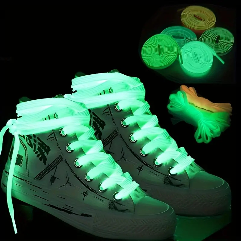 1Pair Cool Luminous Shoelaces For Sneakers 120cm Shoe lace Glow-In-The ...