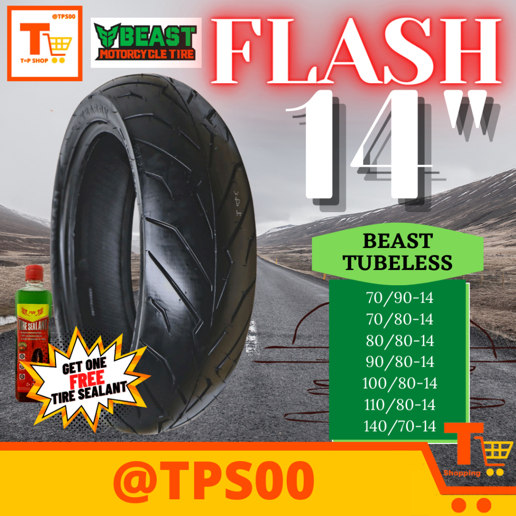 BEAST TUBELESS TIRE FLASH by 14 (9414) | Shopee Philippines