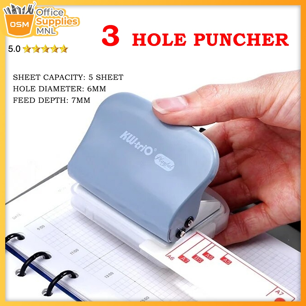 3 Hole Paper Puncher KW-TRIO Brand A5 A6 A7 B5 Size Handheld Metal ...