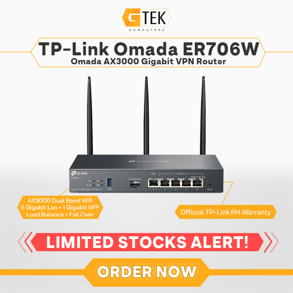 TP-Link Omada ER706W AX3000 Gigabit VPN Load Balancing Fail Over Multi ...