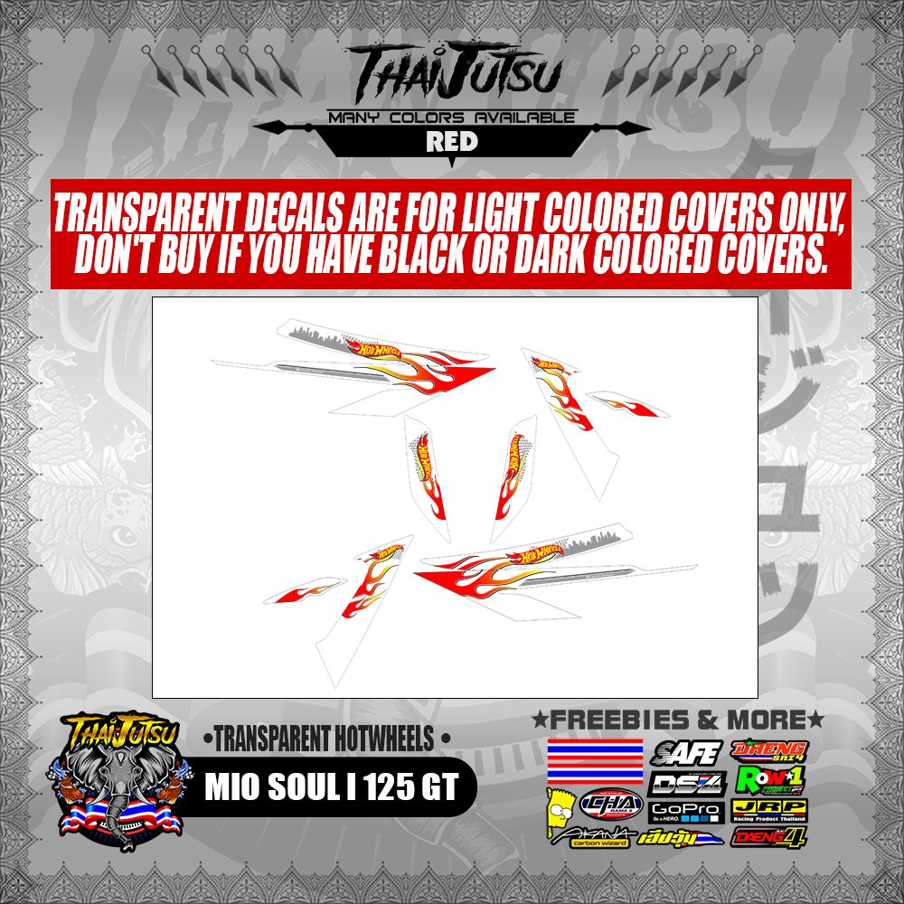 MIO SOUL I 125 GT DECALS ( TRANSPARENT HOTWHEELS )【ThaijutsuStickers ...