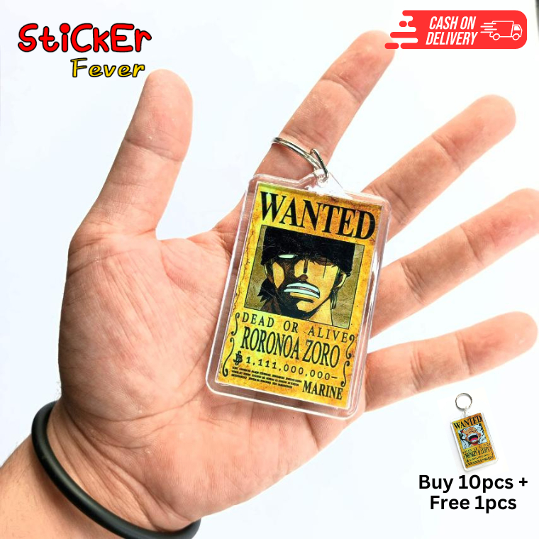 Sticker Fever One Piece wanted Poster Acylic Keychains Souvenirs Bag ...