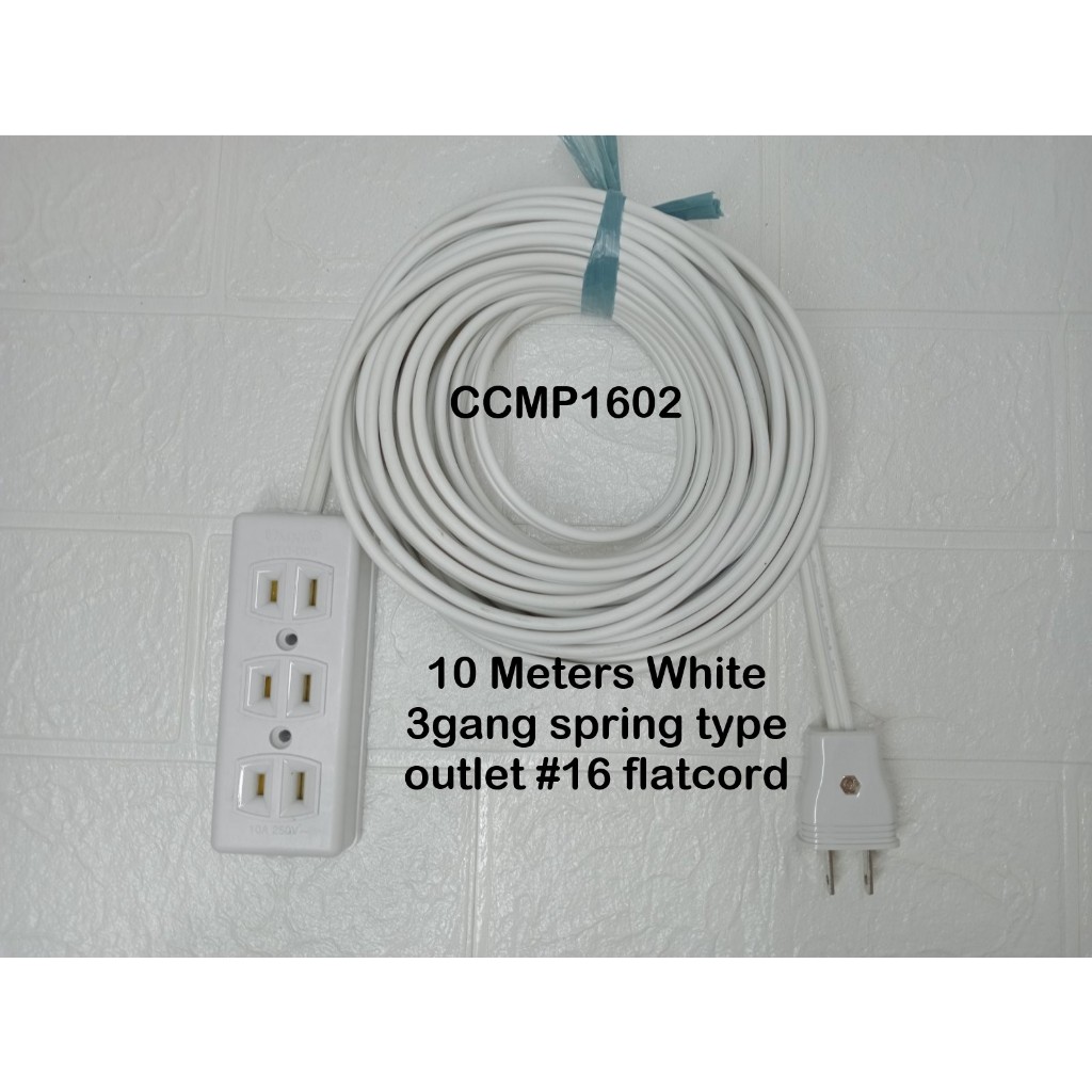 10 meters Spring type Extension cords wire outlet (3) three gang ...