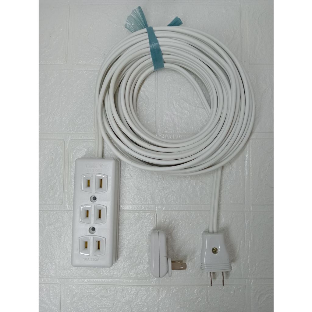 10 meters Spring type Extension cords wire outlet (3) three gang ...