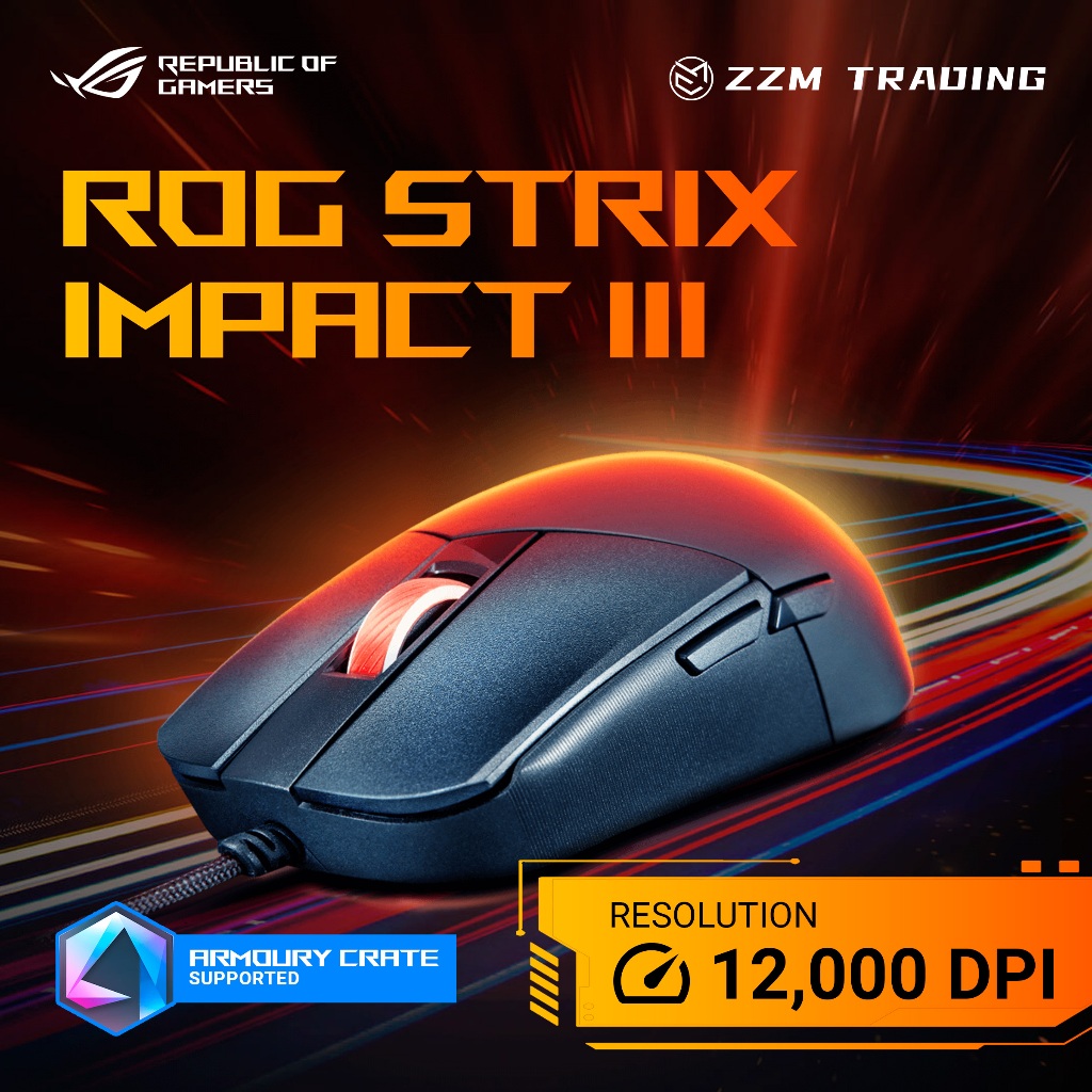 ASUS ROG Strix Impact III 36k DPI Wired/Wireless Aura Sync & Armoury ...