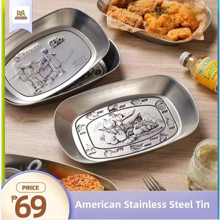 Outdoor American Style Stainless Steel Tin Plates Camping Picnic Home ...