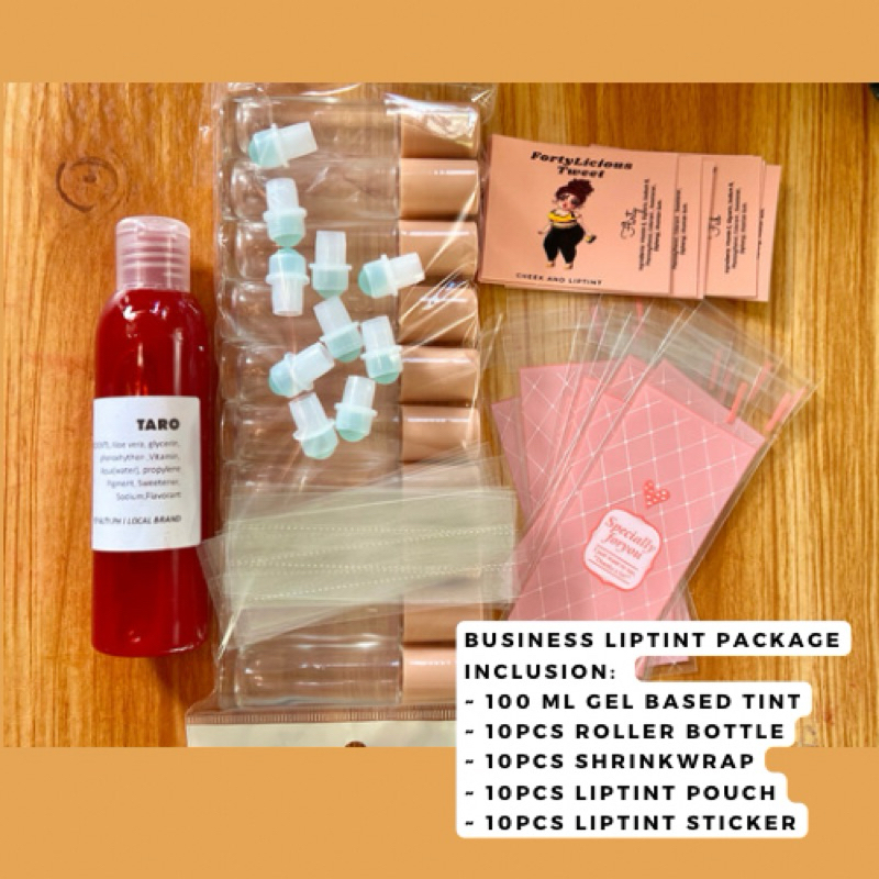 DIY LIPTINT REBRANDING SET ( 100ml tint, roller bottles , liptint pouch ...