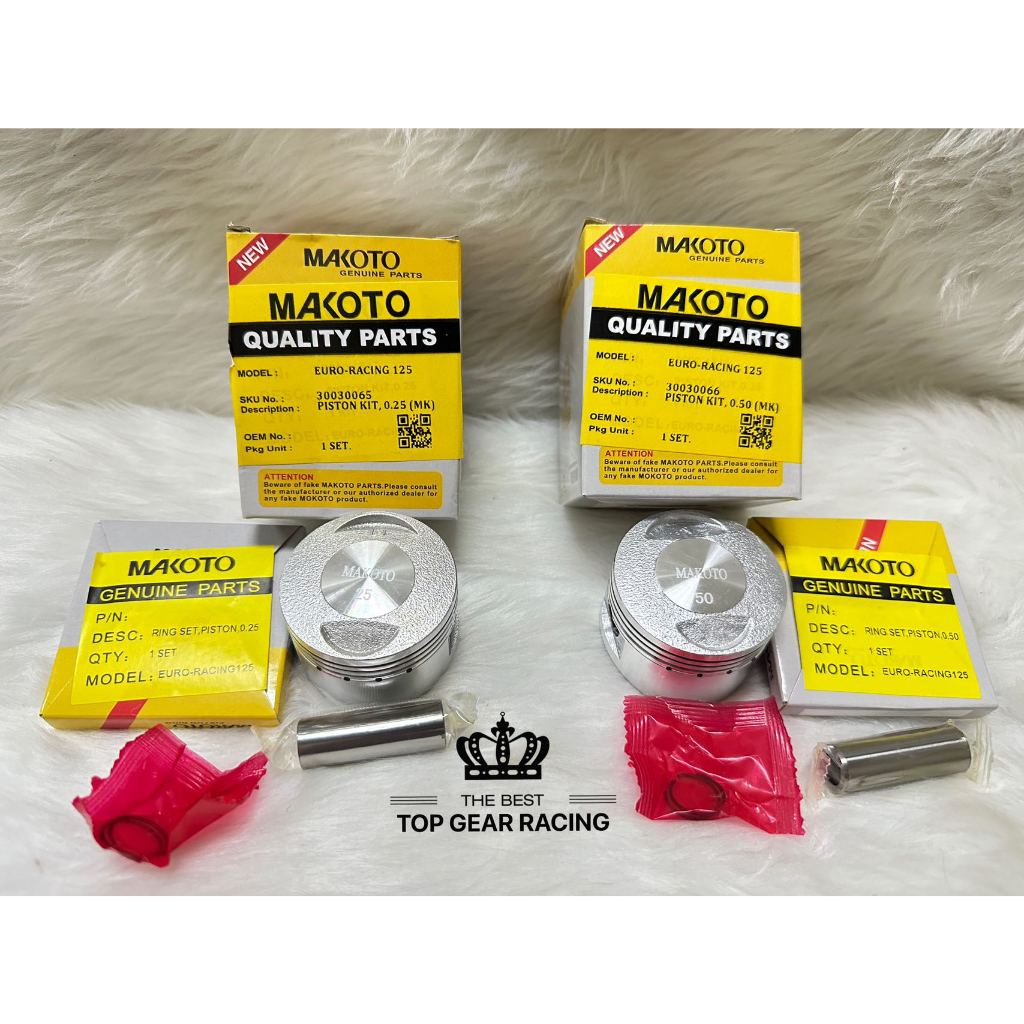 MAKOTO PISTON KIT EURO 125 STD/0.50/0.25 PISTON KIT WITH RING PIN LOCK ...