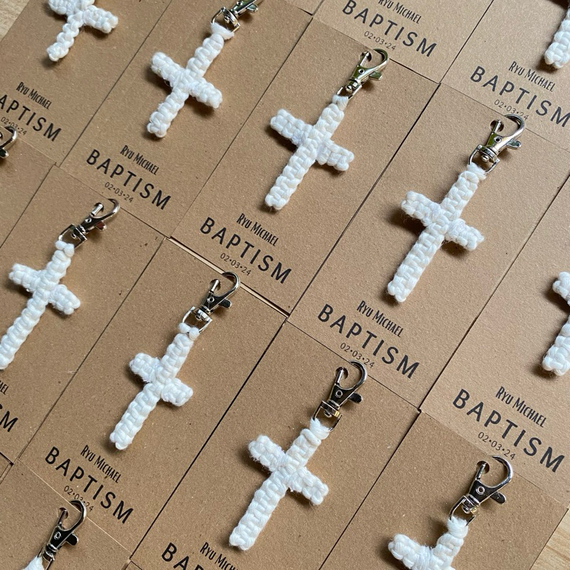 2x2 inch Macrame Keychain Cross for Baptism/Birthday/Souvenir/Giveaways ...