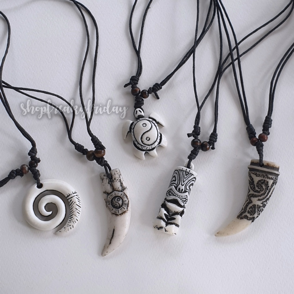 Totem Tiki Maori Spiral Bone Adjustable Necklace Indie Boho Hippie ...