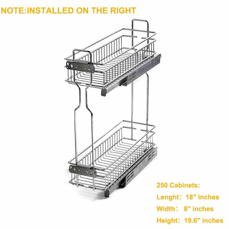 304 Stainless Steel Condiment Pull Out Basket Kitchen Cabinet 2 layers ...