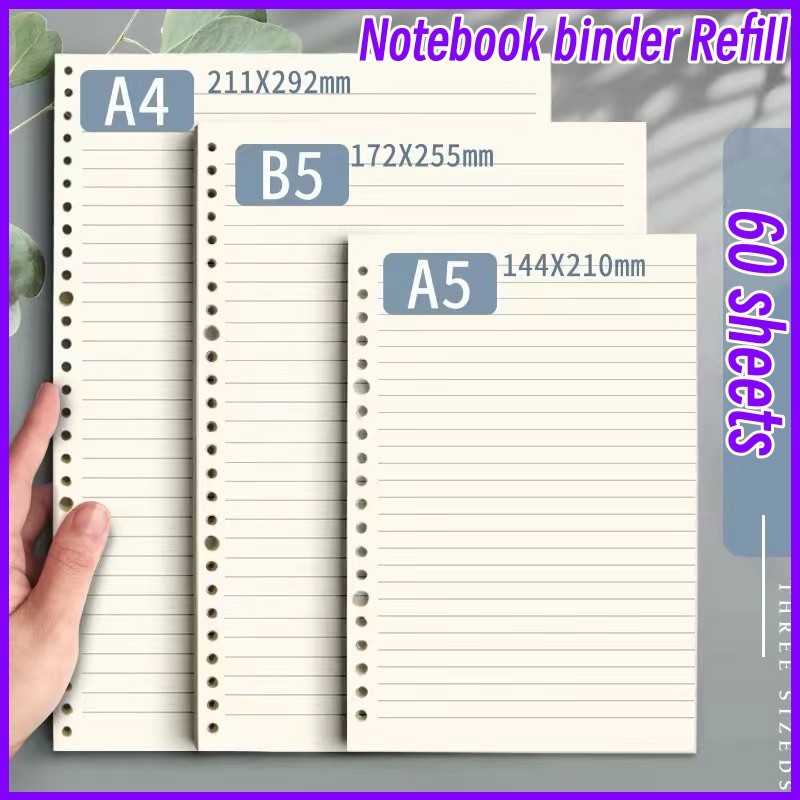 A5/B5/A4 Refill pages/ loose leaf Notebook binder Refill (60 leaves) | Shopee Philippines