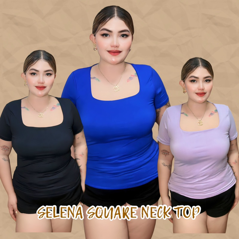 SELENA DOUBLE LINING SQUARE NECK TOP | Shopee Philippines