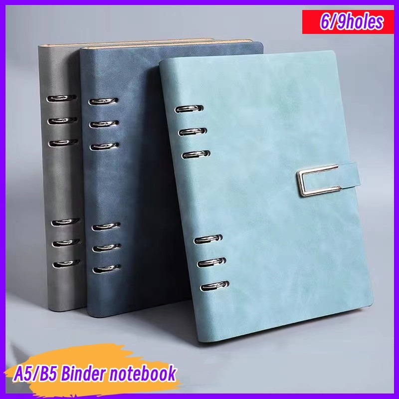 A5B5 Leather Refillable Refill Notebook loose-Leaf Binder Magnetic ...
