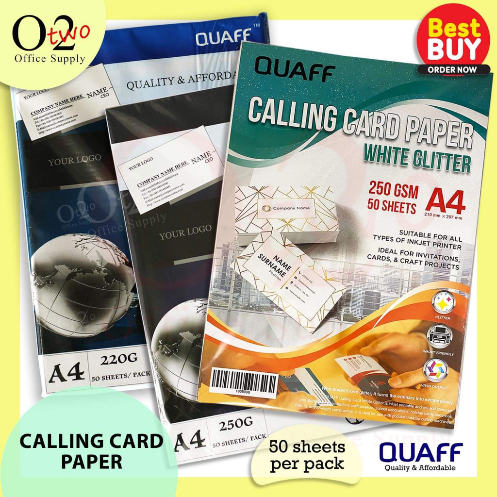 QUAFF Calling Card paper Matte A4(220g/250g)White Glitter 250g(50 ...