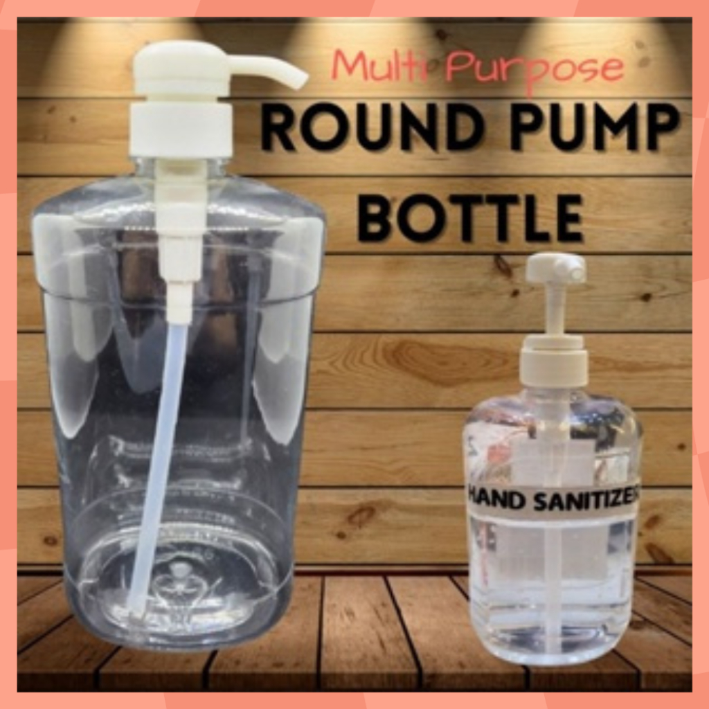 Round Pump Bottle Plastic 1liter for any Liquid Sanitizer Alcohol Soap ...