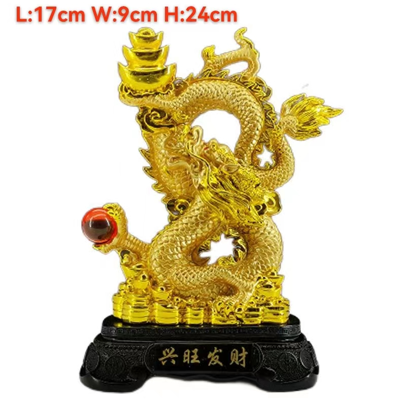 2024 year of dragon good luck charms lucky gold color glass stand wood ...