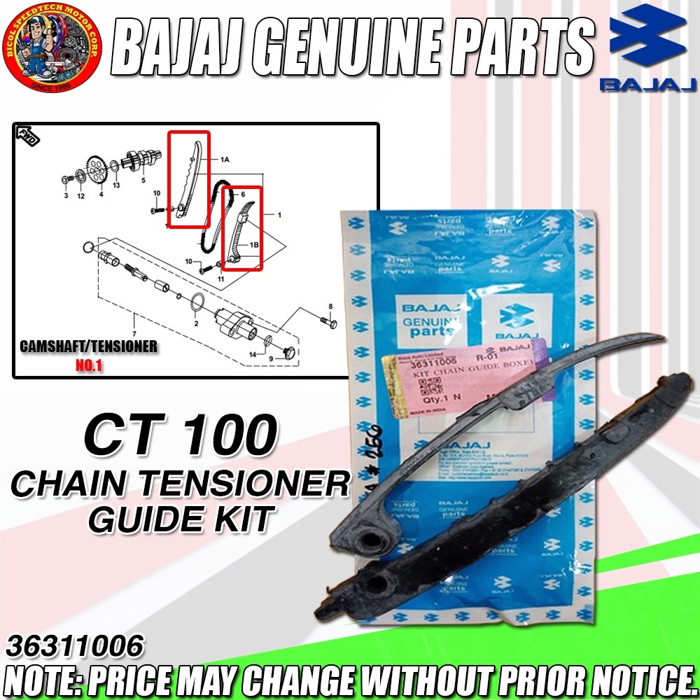 CT 100 CHAIN TENSIONER GUIDE KIT (KMC) (GENUINE: 36311006) | Shopee ...