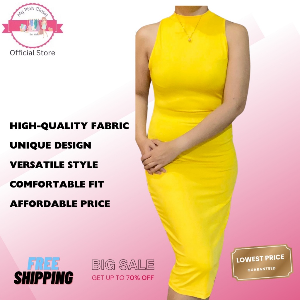 Stunning Yellow Bodycon Dress: Embrace Vibrant Elegance | Shopee ...