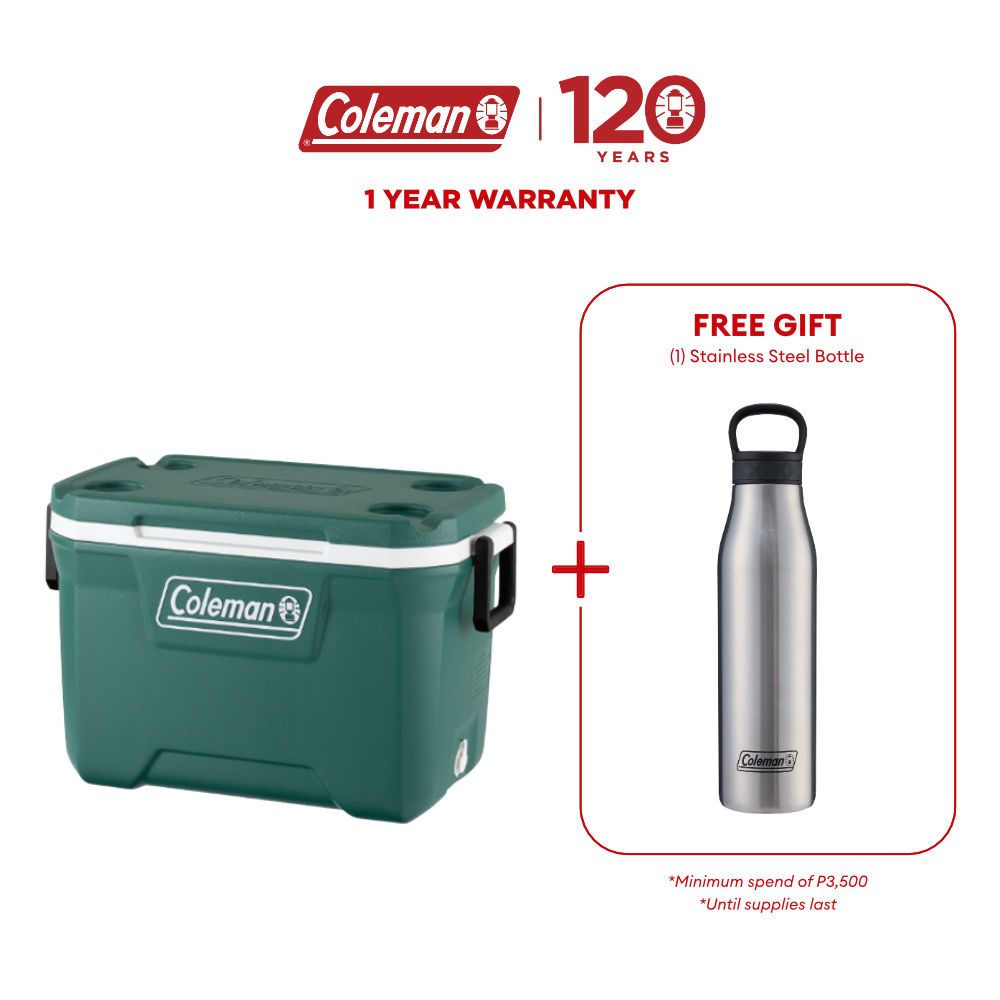 Coleman 52 Quart Xtreme Evergreen Cooler + FREE Stainless Steel Bottle ...