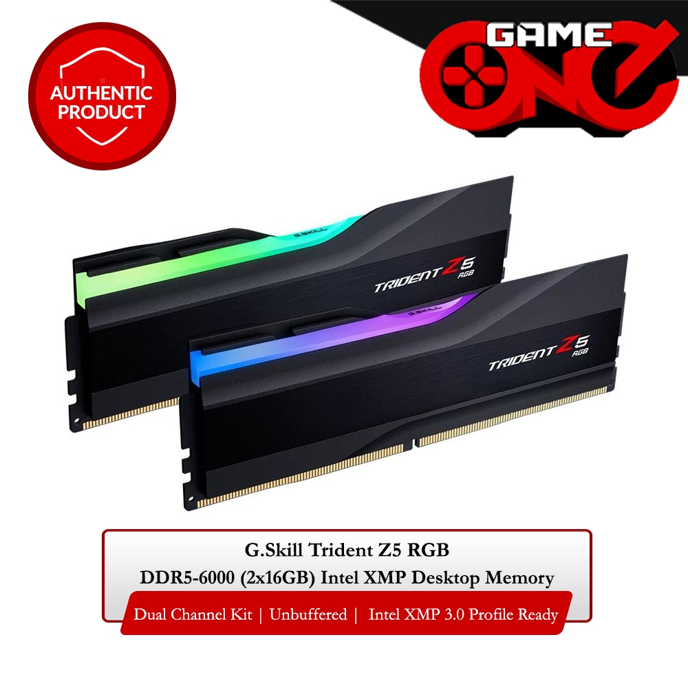G.Skill Trident Z5 RGB DDR5-6000 (2x16GB) Intel XMP Desktop Memory (F5 ...