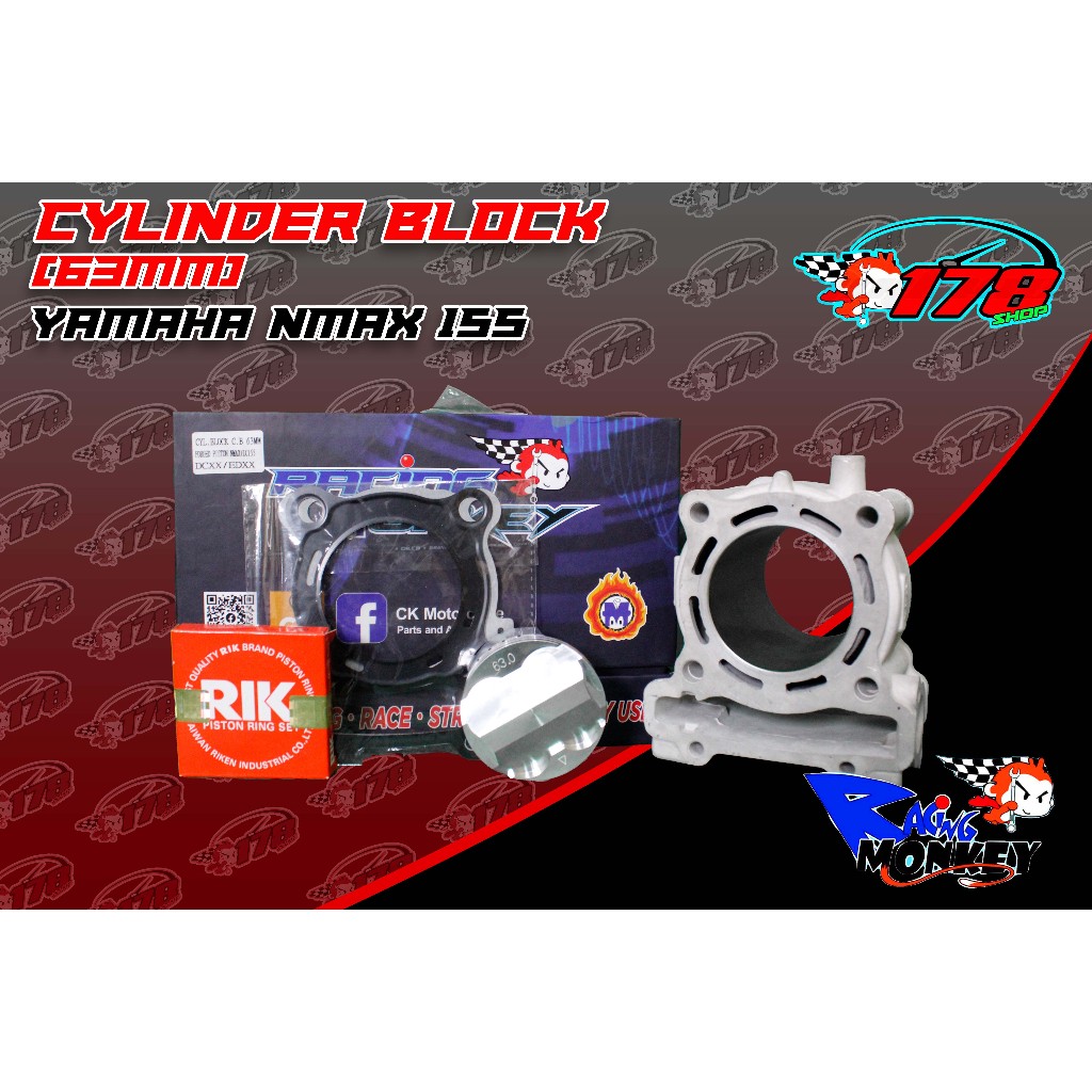 Racing monkey chrombore block nmax/aerox/sniper 155 63mm | Shopee ...
