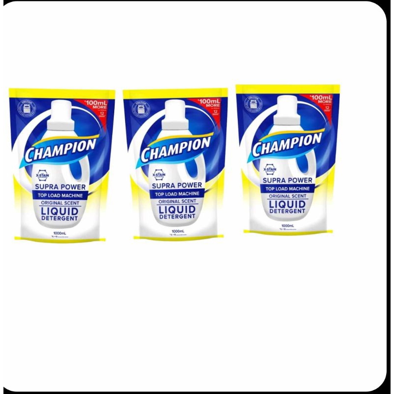 bundle of three champion liquid detergent 1000ml pouch | Shopee Philippines