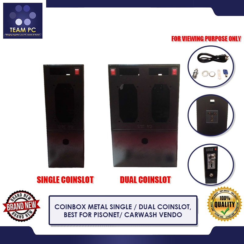 TEAM PC COINBOX METAL SINGLE / DUAL COINSLOT, BEST FOR PISONET/ CARWASH ...