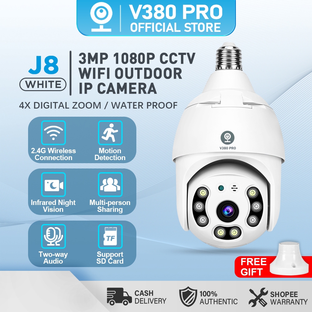 V380 Pro J8 CCTV Camera 1080P HD Wireless Outdoor Waterproof Wifi ...