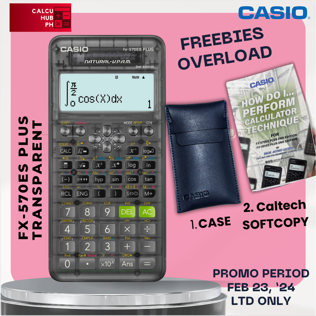 SCIENTIFIC CALCULATOR CASIO FX570ES PLUS TRANSPARENT VERSION FREE CASE ...