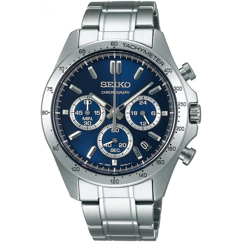 Seiko Selection Men's Quartz Chronograph, Dial: Blue (3 horizontal eyes ...
