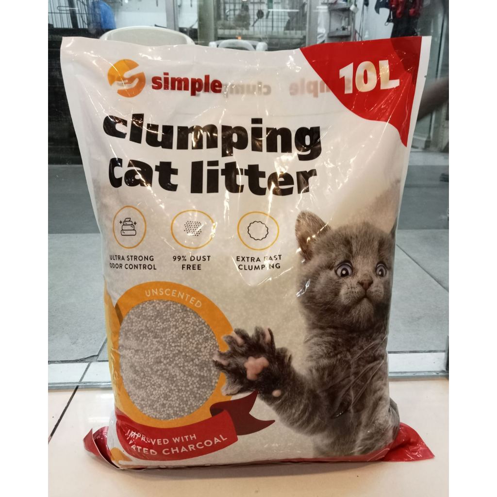 Simple Pets Clumping Cat Litter - Unscented Activated Charcoal 10L ...