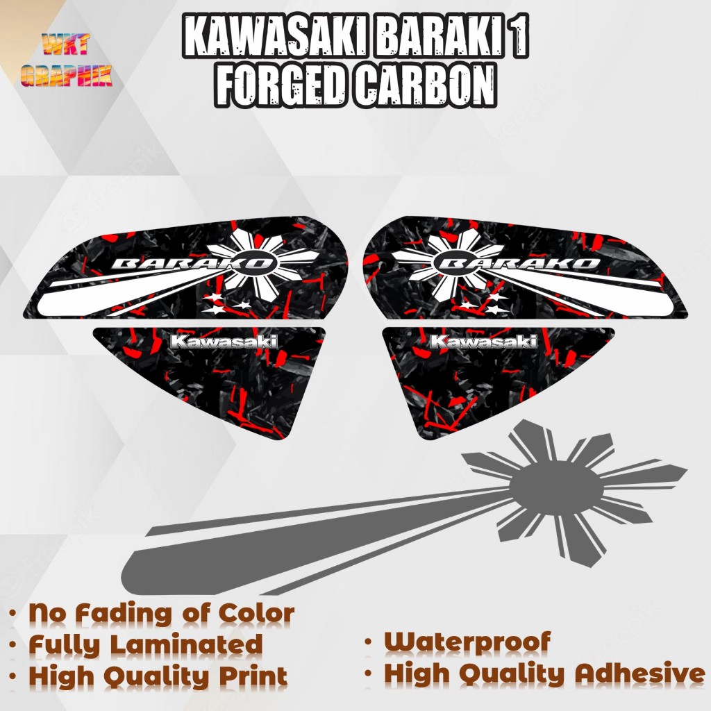 Kawasaki Barako 1 Motorcycle: FORGED CARBON Decals - Waterproof, No ...