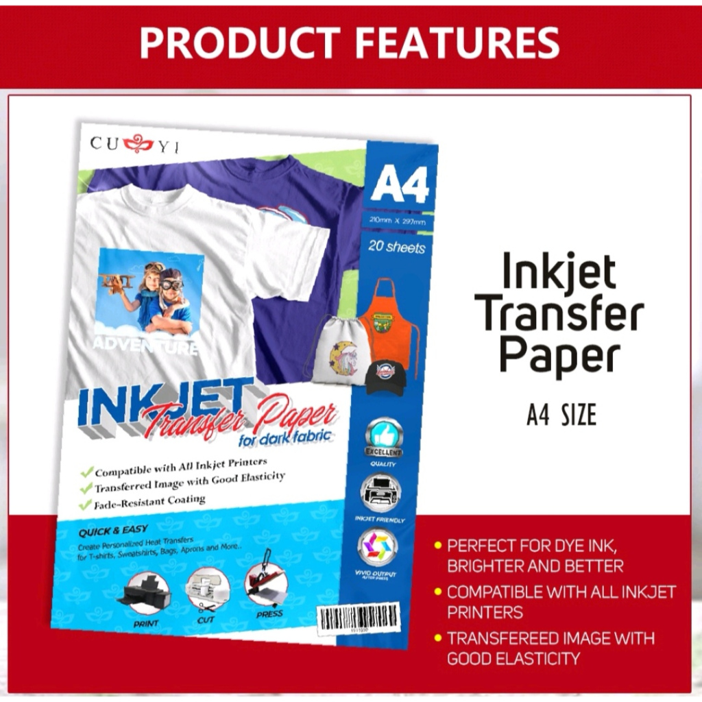 (20sheets) CUYI Dark Transfer Paper A4 Size high quality | Shopee ...