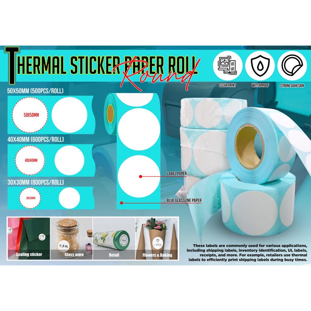 Thermal Sticker Paper Roll ROUND, Barcode Sticker , Label Stcker for ...