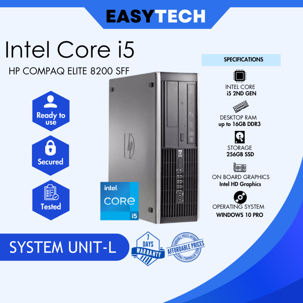 EASYTECH | CPU-C10 Intel Core i5 2ND Gen 8GB RAM DDR3 HP Compaq Elite ...