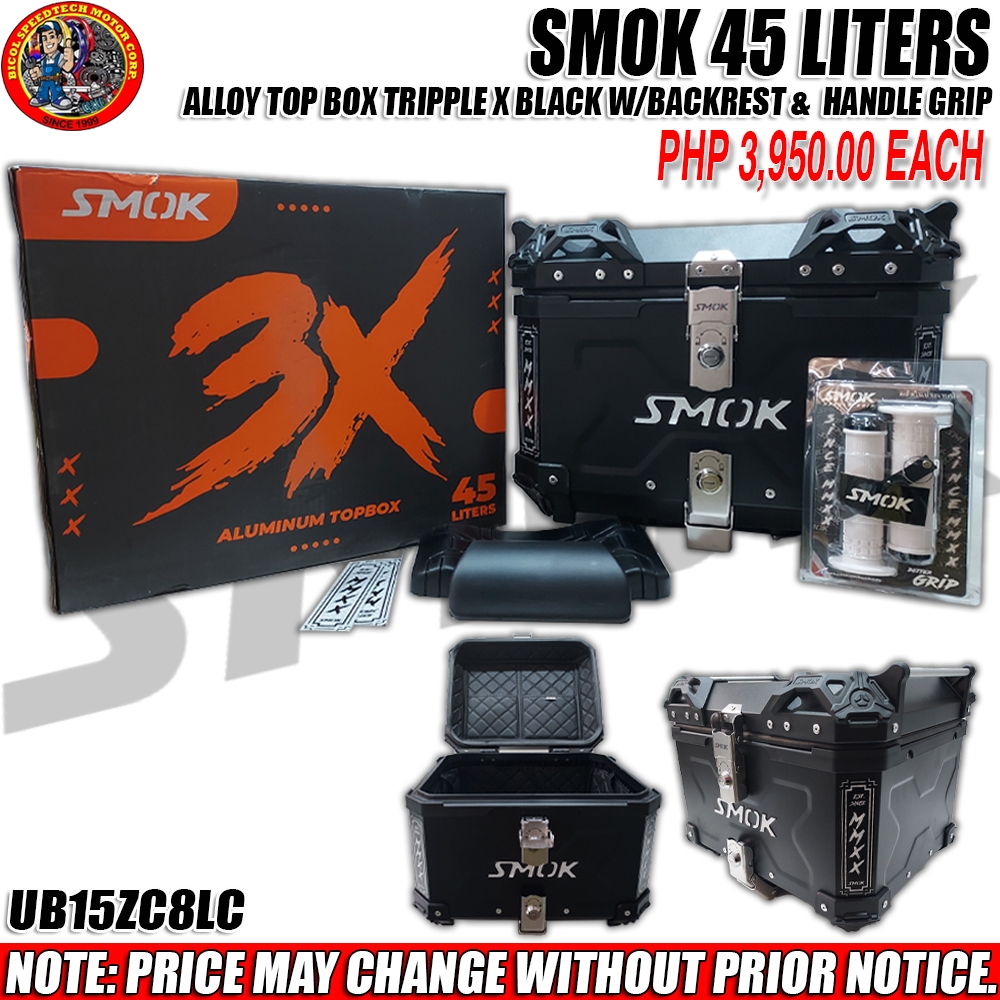 SMOK 45 LITERS ALLOY TOP BOX TRIPLE-X BLACK WITH BACKREST HANDLE GRIP ...