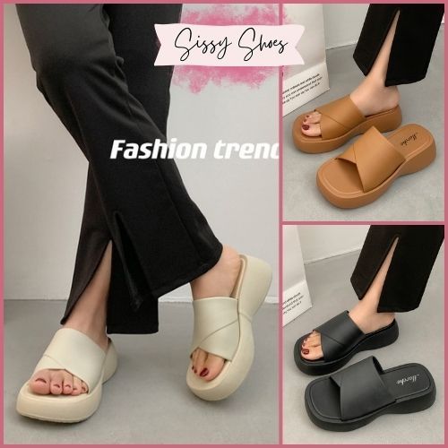 Sissy Shoes (+1up size) Sightly 5CM Thick-Sole Simple Rubber Sandal For ...