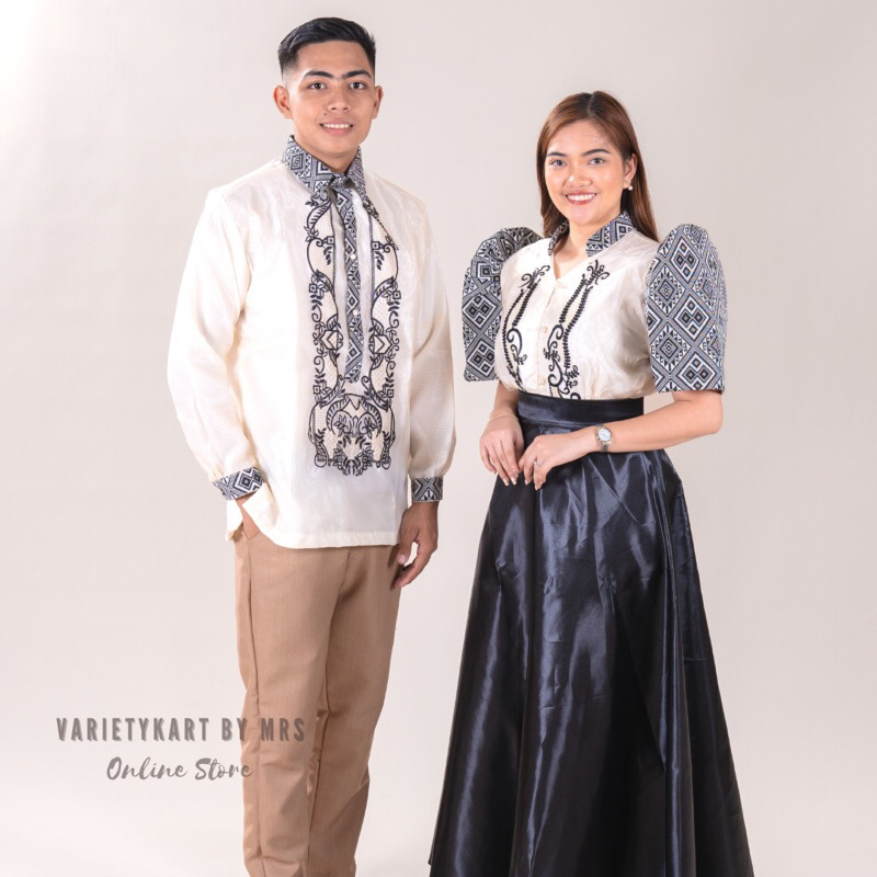 Modern Filipiniana & Barong Ethnic Sleeves Couple Outfit (Assorted ...