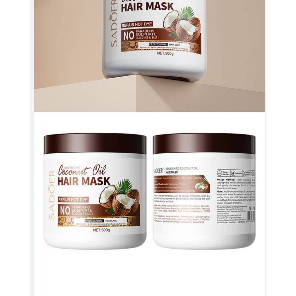 Sadoer COCONUT HAIR MASK & ALOE VERA HAIR MASK500g | Shopee Philippines