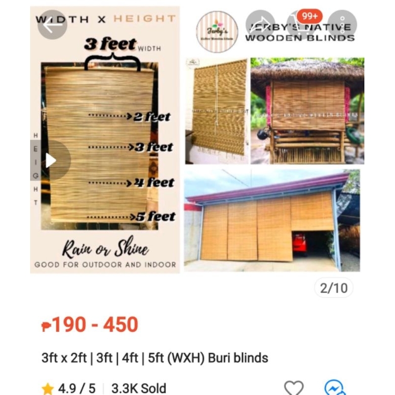 3ftx2ft/3ft/4ft/5ft/6/7/8/9/10 buri blind curtain | Shopee Philippines