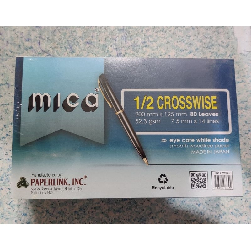 1 Ream Mica 1/2 One Half Crosswise Pad 10 Pads 80 Leaves | Shopee ...